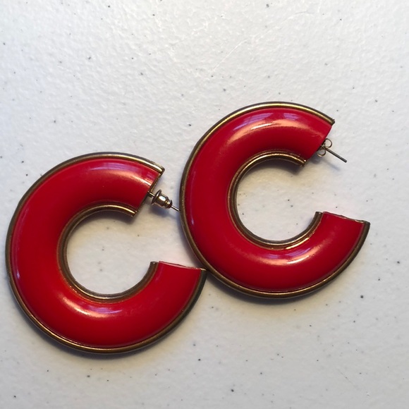 Jewelry | Vintage 8s Red Door Knocker Plastic Hoop Earring | Poshmark
